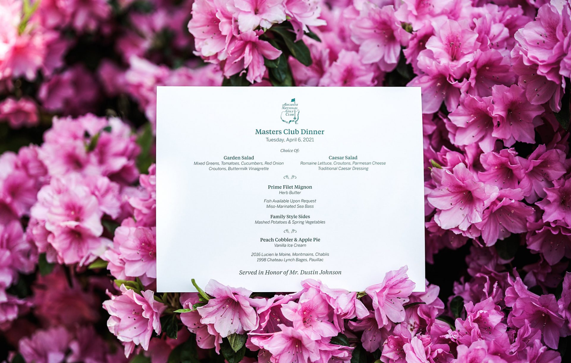 DJ Reveals Masters Champions Dinner Menu: Steak, Mashed Potatoes & Pies ...